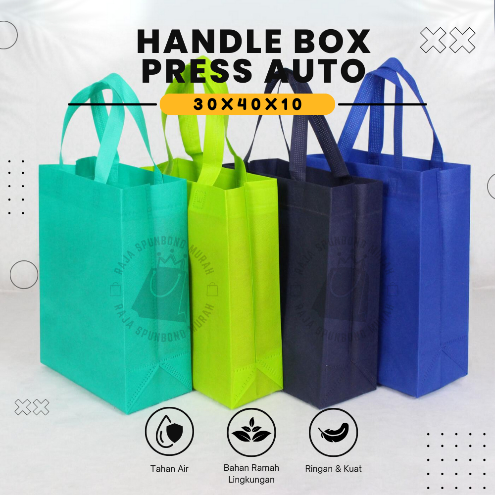 Jual HBPA 75GSM Tas Box Spunbond Goodie Bag Standing Handle Box Ukuran ...