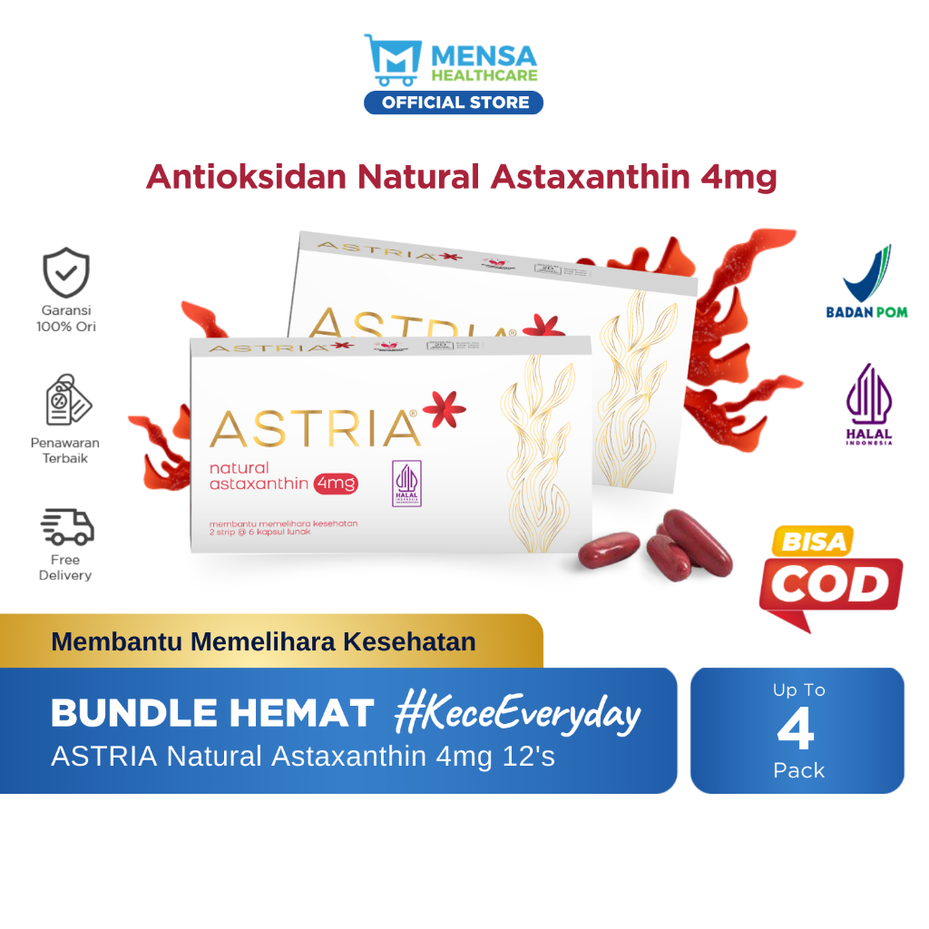 Jual [Bundle Hemat] ASTRIA Suplemen Antioksidan Natural Astaxanthin 4mg ...