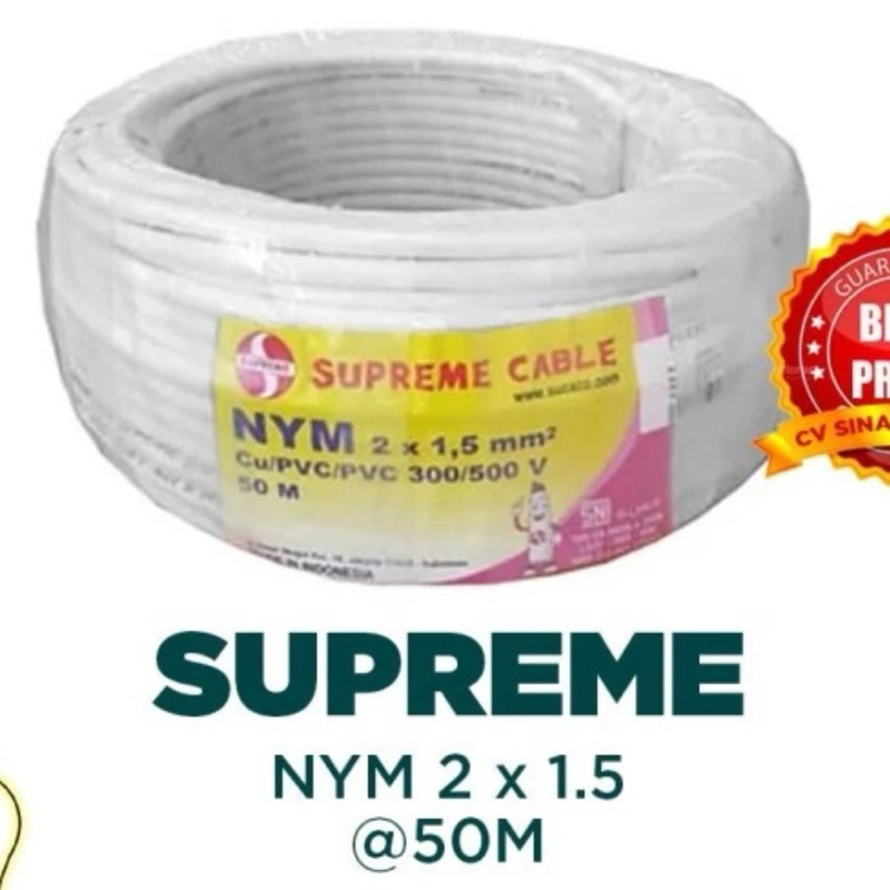 Jual Kabel listrik NYM Supreme Batang kawat 2x1,5mm2 per Meter | Shopee Indonesia