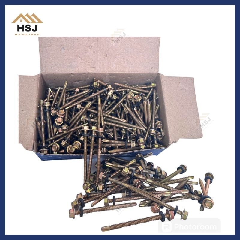 Jual Baut Sekrup Roofing Baja Ringan Self Drilling 12 x 70 mm isi 225 ...