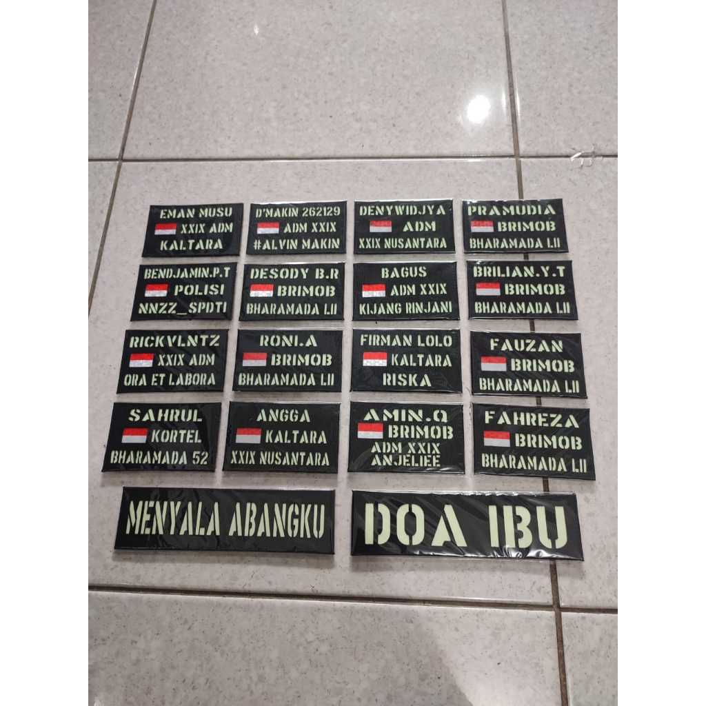 Jual patch panel laser cut nama custom glow in the dark/patch lasercut ...