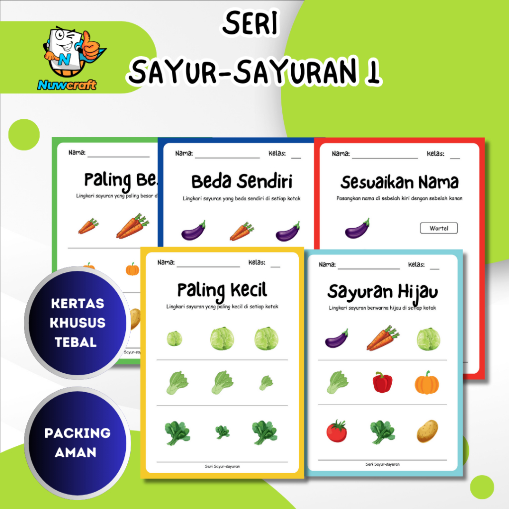 Jual Nuwcraft - Worksheet - Seri Sayur-sayuran 1 - Activity Worksheet ...