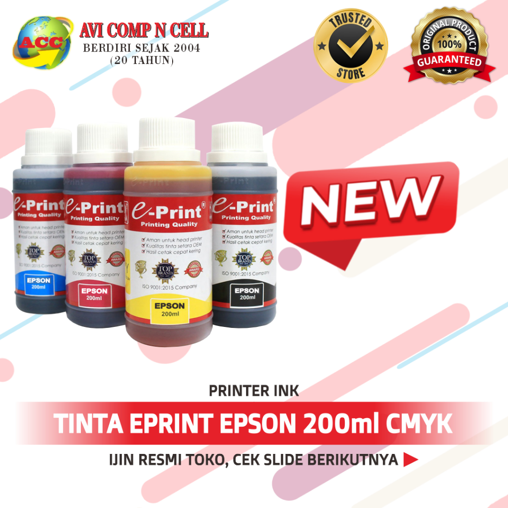 Jual Tinta E-print Printer EPSON series 200ml CMYK | Shopee Indonesia