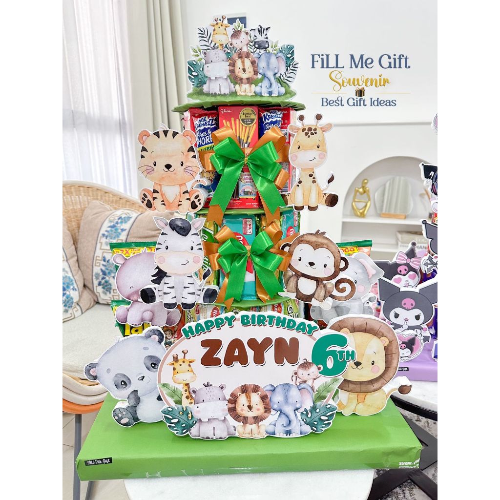 Jual JT - Animals Zoo Cute Snack Tart Tower Cake Birthday / Kue Cemilan ...