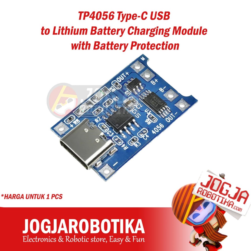 Jual TP4056 Type-C USB to Lithium Battery Charging Module with Battery ...