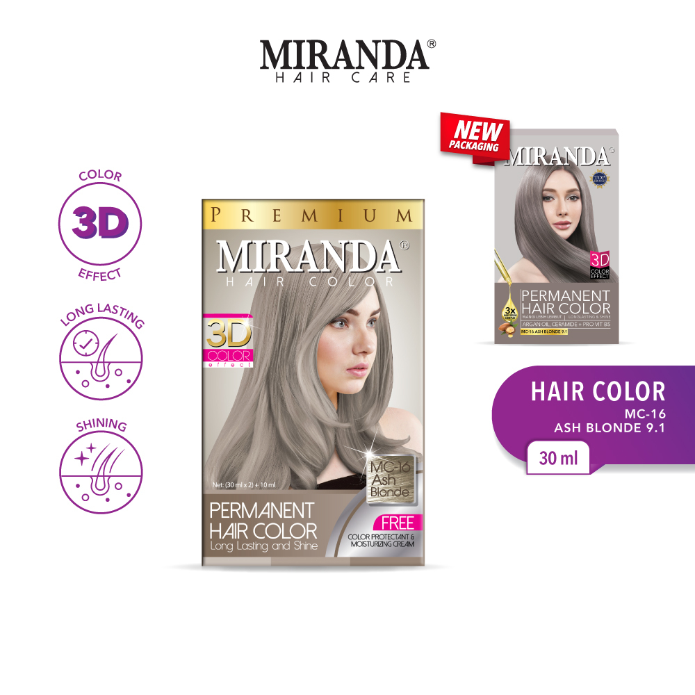 Jual MIRANDA Hair Color MC16 Ash Blonde 30ml | Shopee Indonesia