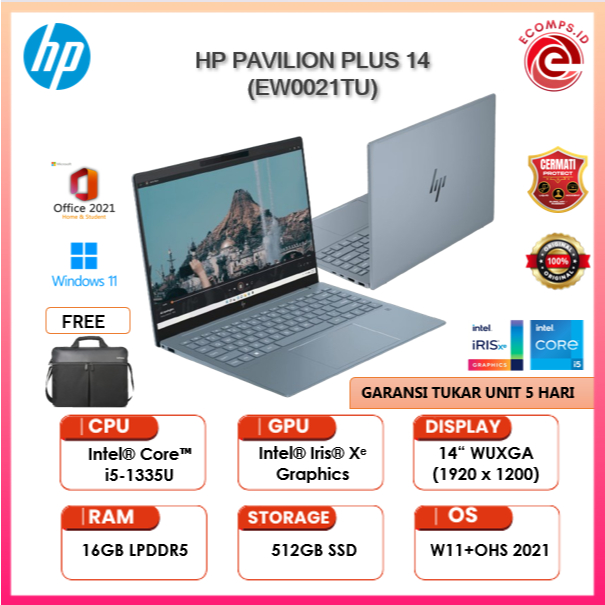 Jual HP Pavilion Plus 14-ew0021tu/14-ew0020tu i5-1335U 16G 512G 14" W11 OHS | Shopee Indonesia