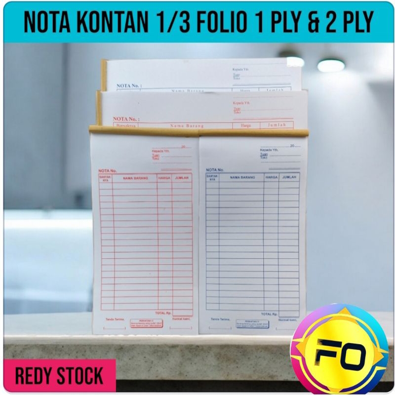 Jual NOTA KONTAN 1 PLY & 2 PLY 1/3 FOLIO - SIAP KIRIM | Shopee Indonesia