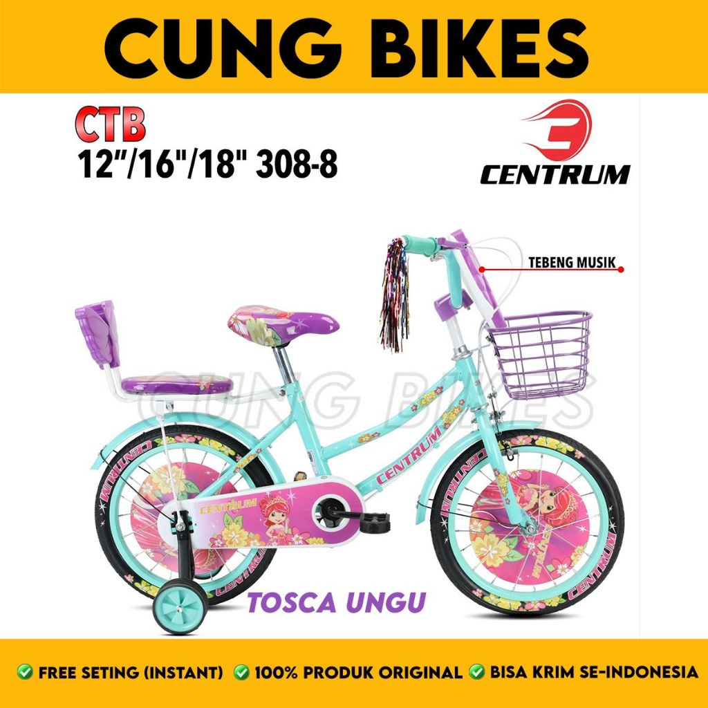 Jual SEPEDA ANAK PEREMPUAN MINI CENTRUM 308-8 UK 12 16 18 INCH USIA (2 ...