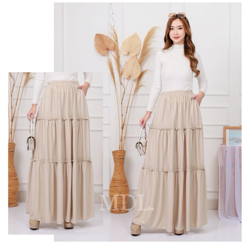 Jual ROK SUSUN MAYUNG PREMIUM / BASIC SKIRT / BELLE SKIRT ROK PANJANG ...