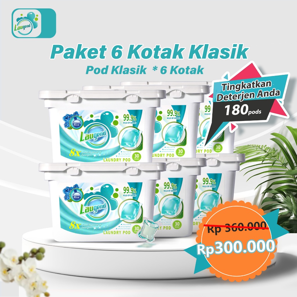 Jual 【Classic 6-Box Bundle】Laugend Classic Laundry Pod,180 pods, Laundry Deterjen / Gel Ball ...