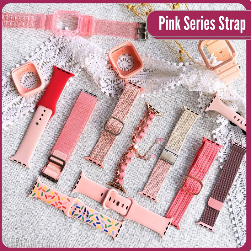 Jual Pink series strap untuk Iwatch Series 3 4 5 6 7 8 9 Ultra iwatch ...