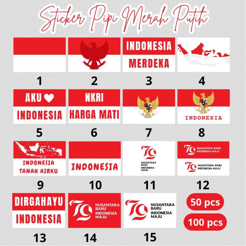 Jual Sticker Pipi Bendera 50 pcs 100 pcs / Sticker Merah Putih ...
