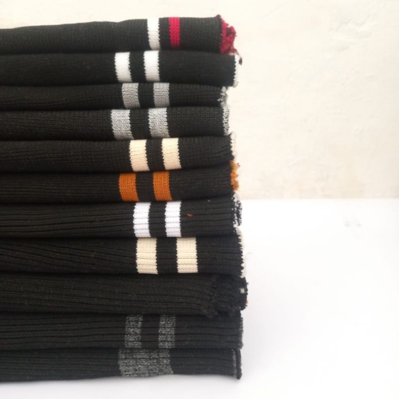 Jual Kain Rib Bur 1x1 babat 2x1 Polyster Warna Hitam Polos dan Salur ...