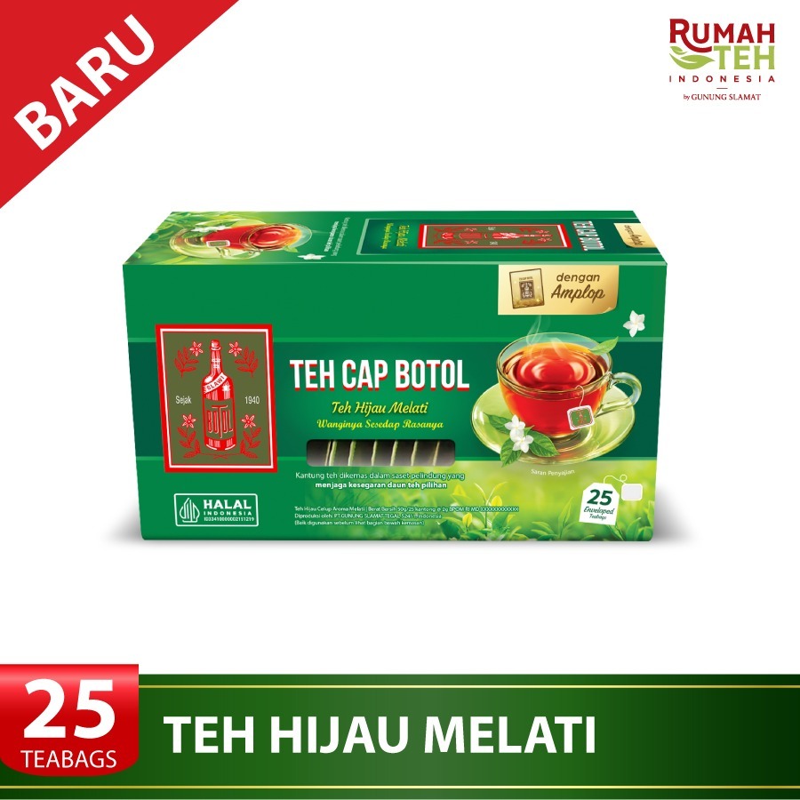 Jual Teh Celup Cap Botol Hijau Aroma Melati Envelope 25s (Tea Bag ...