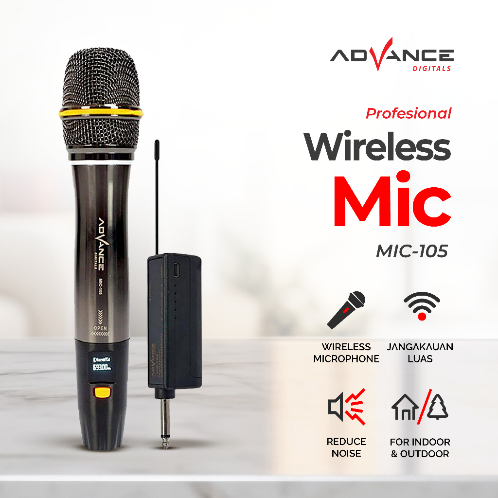 Jual Advance Microphone Wireless Mic-105 Microphone Profesional Silver ...