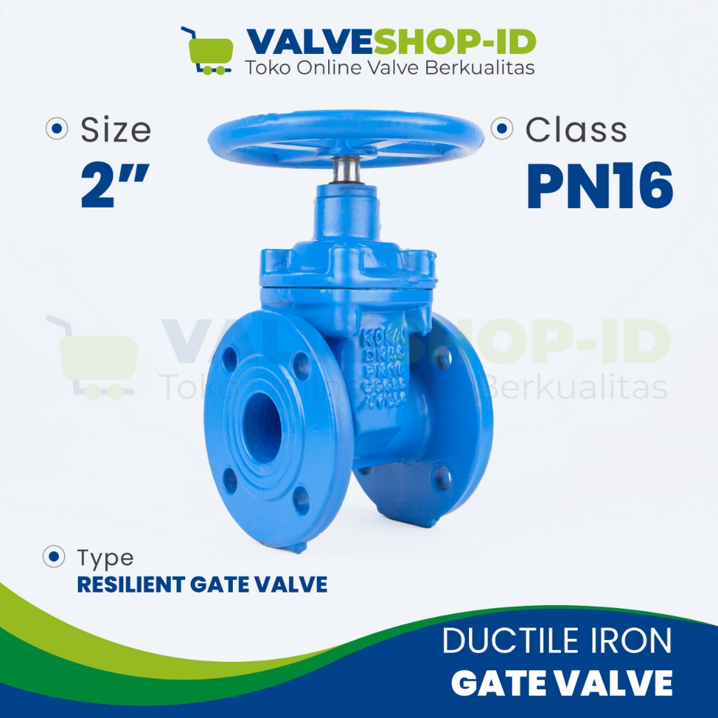 Jual Resilient Gate Valve 2" Inch PN16 Ductile Iron GGG50 | Shopee ...