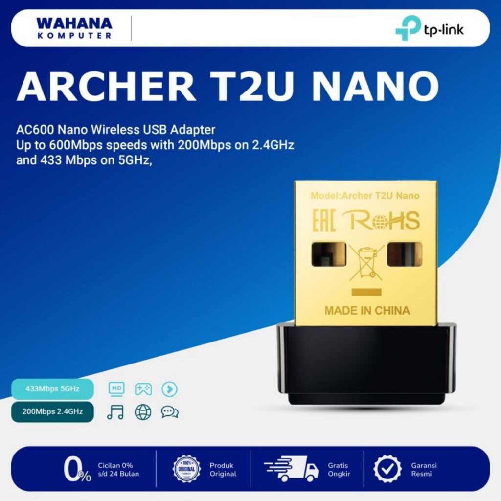 Jual TP-LINK ARCHER T2U NANO AC600 - USB WIFI RECEIVER ADAPTER | Shopee ...
