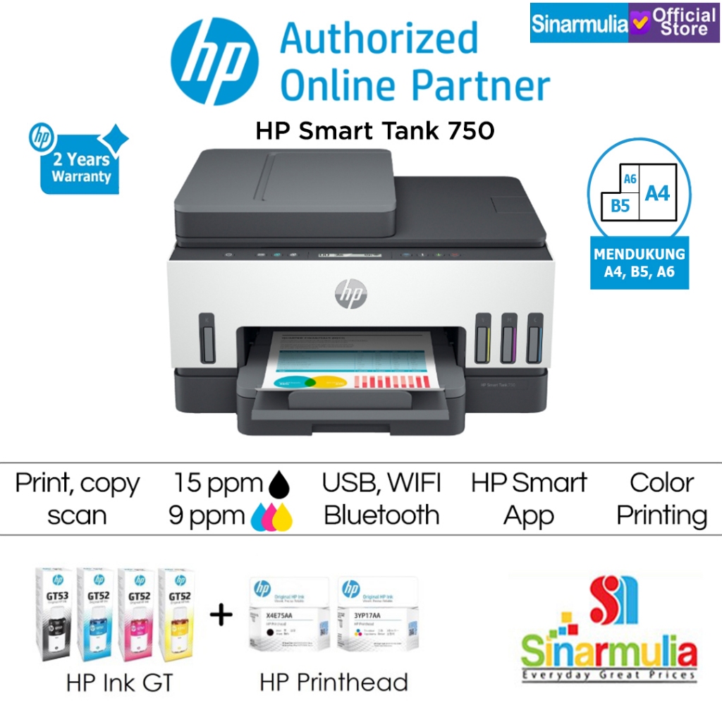 Jual Printer HP Smart Tank 750 Print Scan Copy ADF Garansi Resmi ...