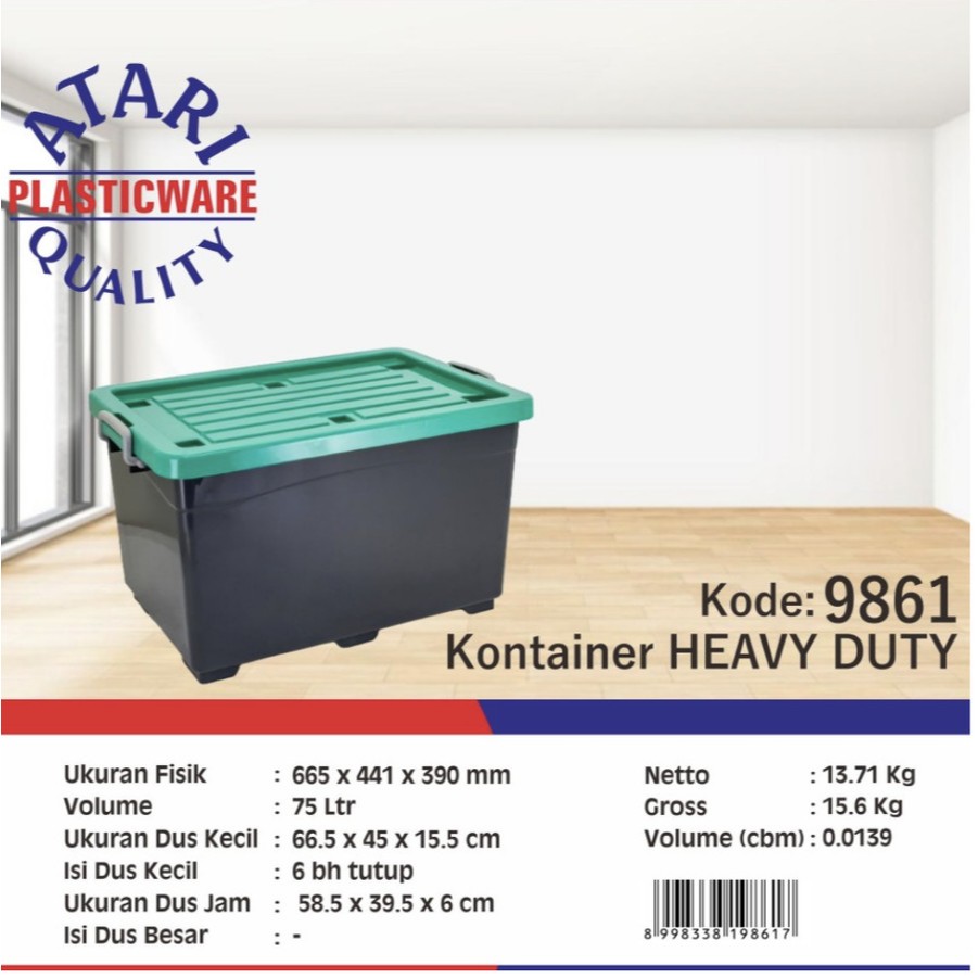 Jual Box container roda hitam heavyduty 75Ltr 9861 Atari | Shopee Indonesia