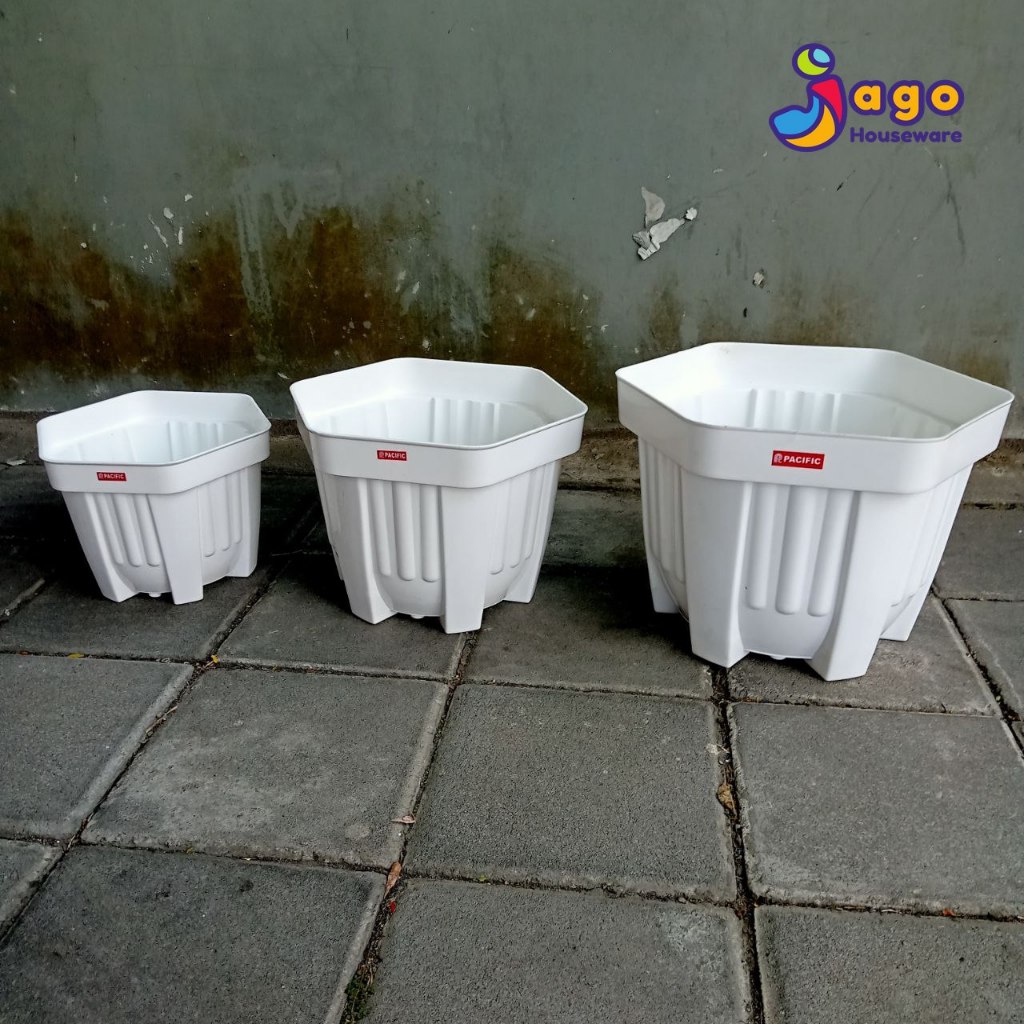 Jual Pot Bunga Hexa 20 25 30 Putih Pacific, Pot Plastik Segi Enam ...
