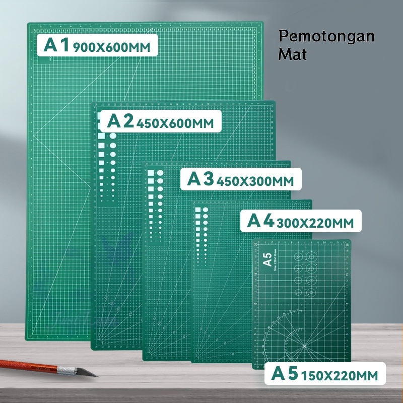 Jual Tiga lapis Dua sisi Alas Potong Kertas A1 | A2 | A3 | A4 Three-layer Cutting Mat Hijau ...