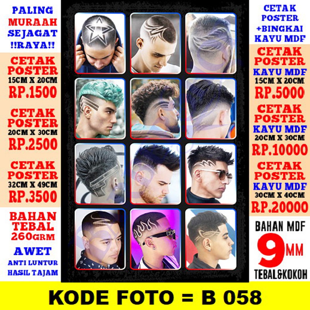 Jual POSTER BARBERSHOP TERBARU 2024 - BINGKAI KAYU MDF 9MM - UKURAN ...