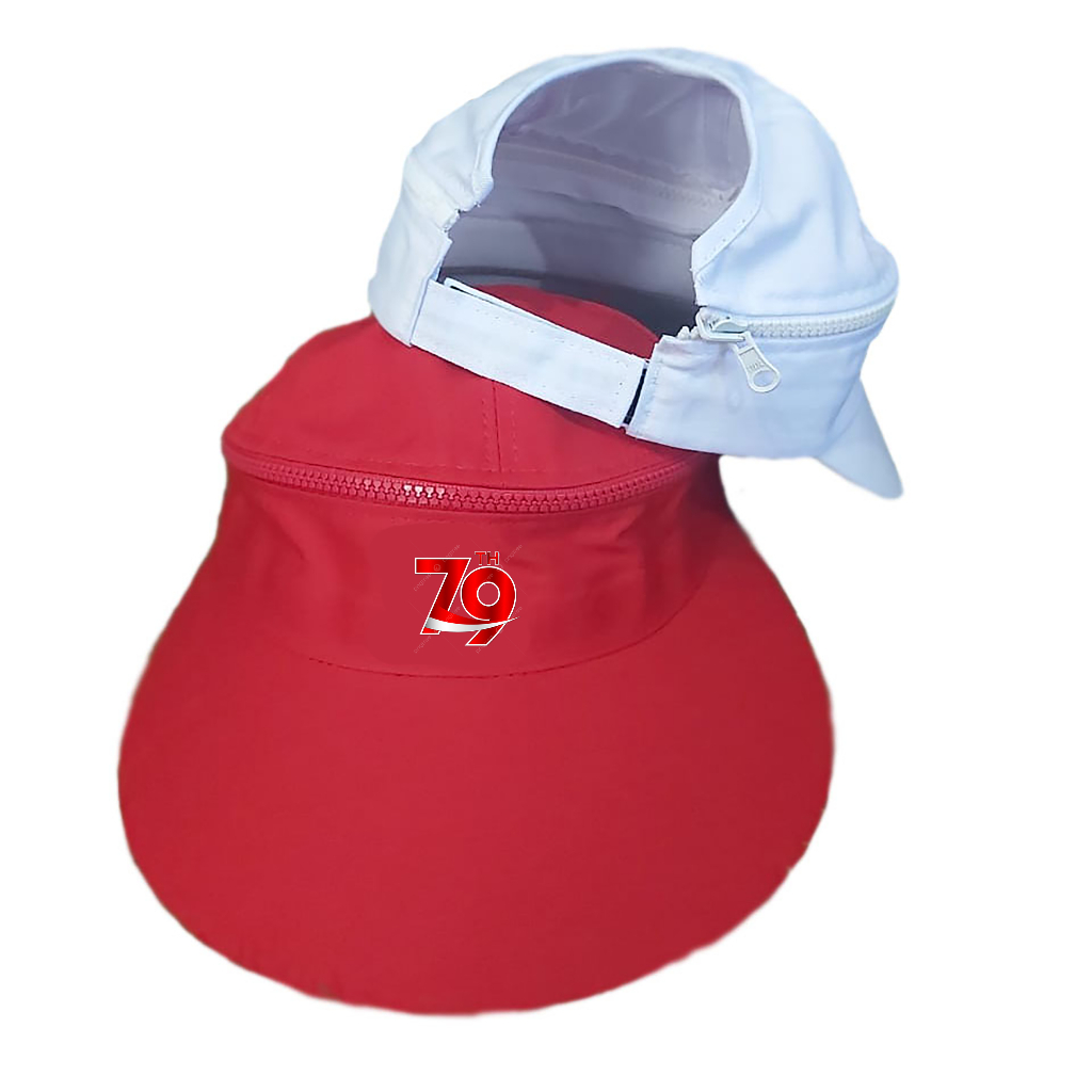 Jual TOPI MERAH PUTIH CADDY GOLF TOPI SENAM LAPANGAN LEBAR SABLON LOGO ...