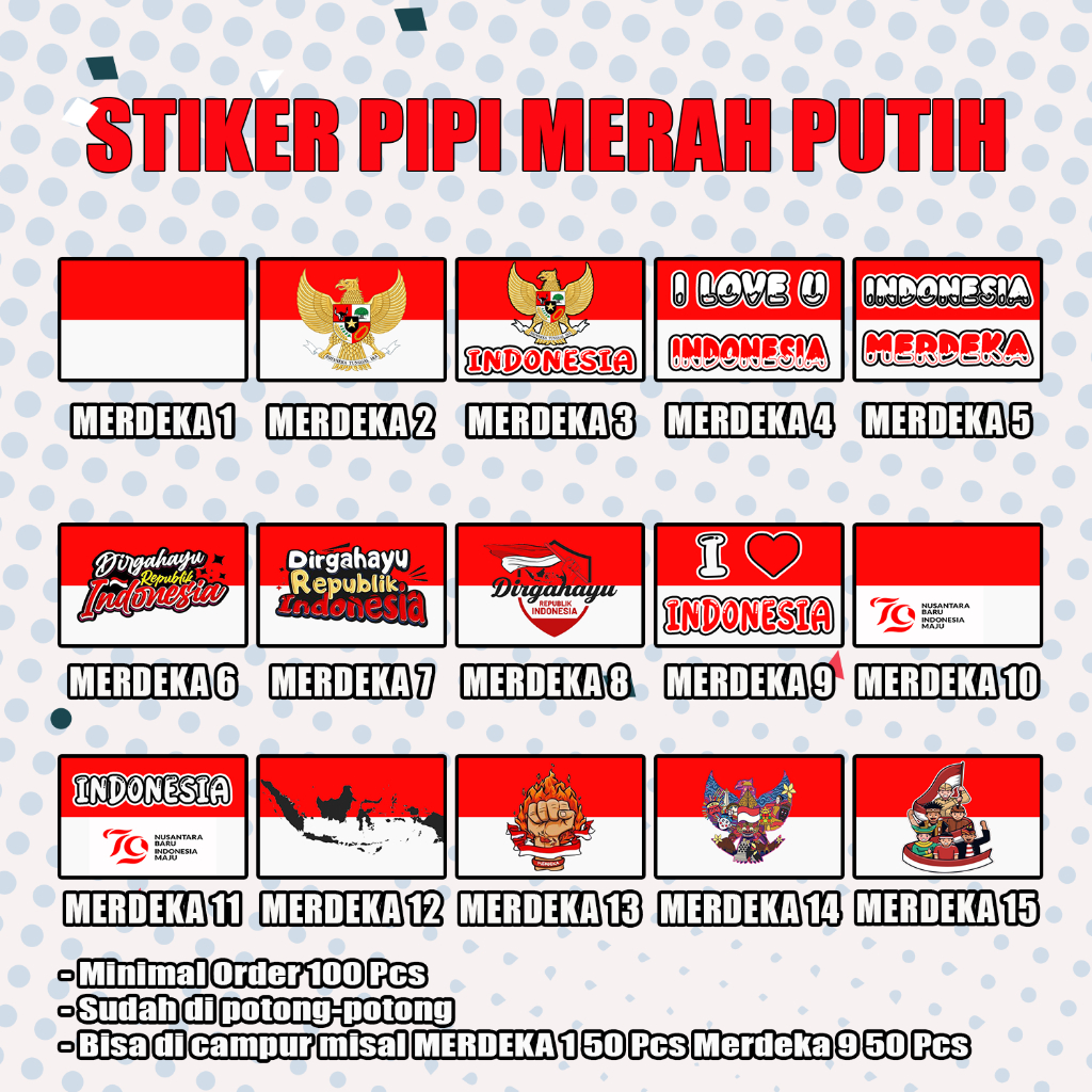 Jual Stiker/sticker Pipi Merah Putih isi 100 Pcs | Shopee Indonesia