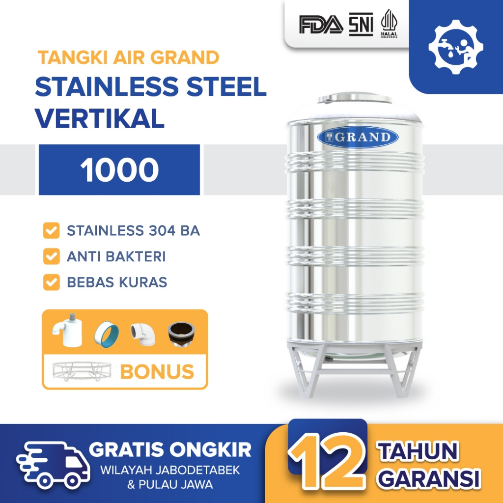 Jual Tangki Tandon Toren Air Stainless Steel Grand TSV 1000 650 Liter ...