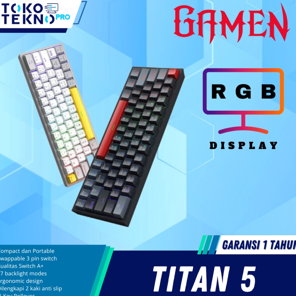 Jual Gamen Titan V 5 Wired Gaming Keyboard 6 Mechanical Garansi Resmi ...