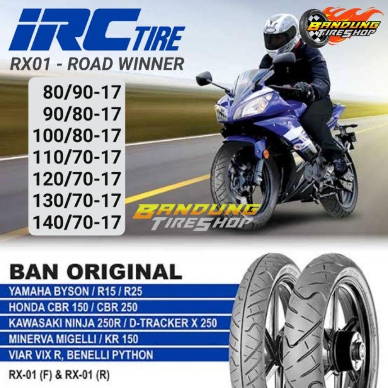 Jual IRC RX01 ROAD WINNER RING 17 BAN LUAR TUBELESS MOTOR SPORT BIKE SUPERMOTO DEPAN BELAKANG ...