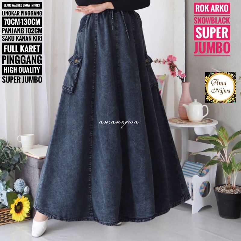 Jual ROK JEANS WANITA SUPER JUMBO ARKO/CANDA ROK JEANS BY AMANAJWA ...