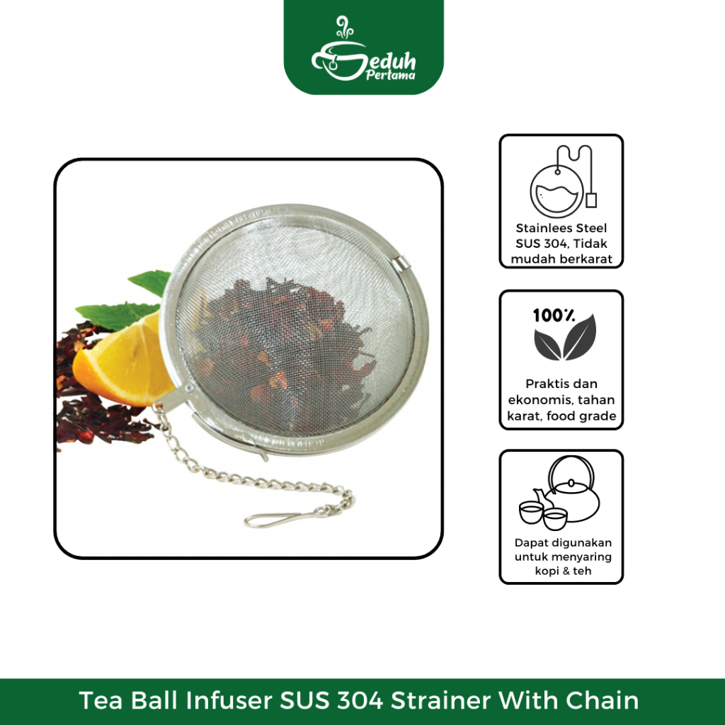 Jual Seduh Pertama Tea Ball Infuser SUS 304 Strainer With Chain ...
