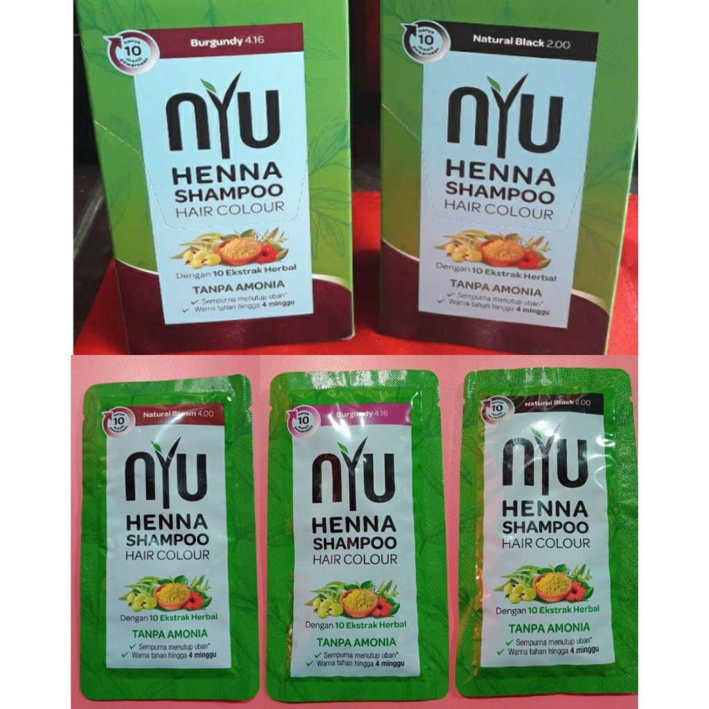 Jual Nyu Henna Shampoo Hair Colour 20ml Sachet Cat Rambut Sampo Pewarna ...