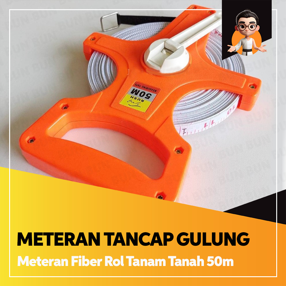 Jual Meteran Tancap Rush 50 m / Fiber Measuring Roll Tape Rush ...
