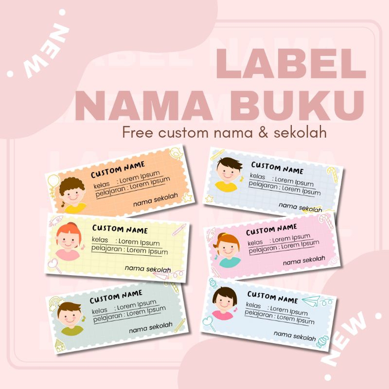 Jual ISI 20 PCS STIKER MAPEL desain terbaru estetik Stiker Nama Buku ...