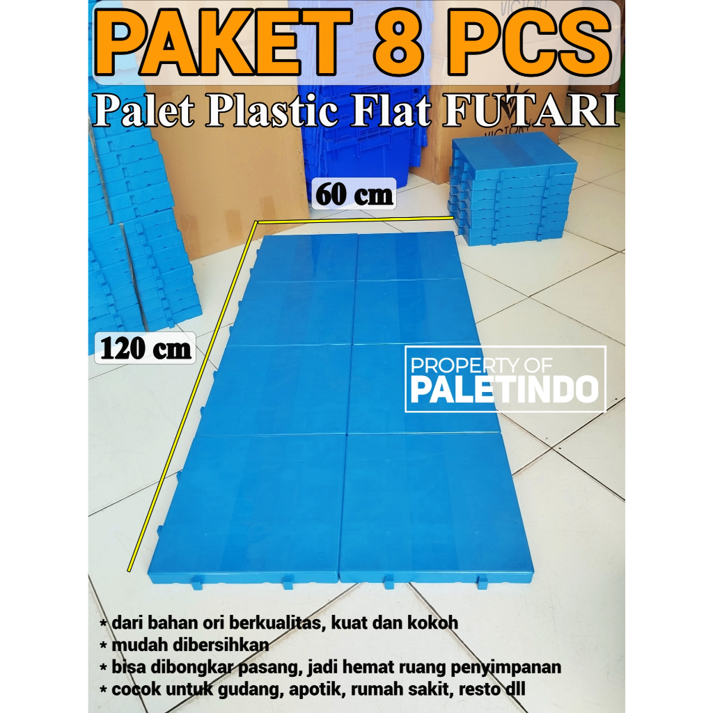 Jual Paket 8 Pcs Palet Plastik FLAT SURFACE Untuk Gudang, Apotik, Rumah Sakit & Resto FUTARI 30 ...