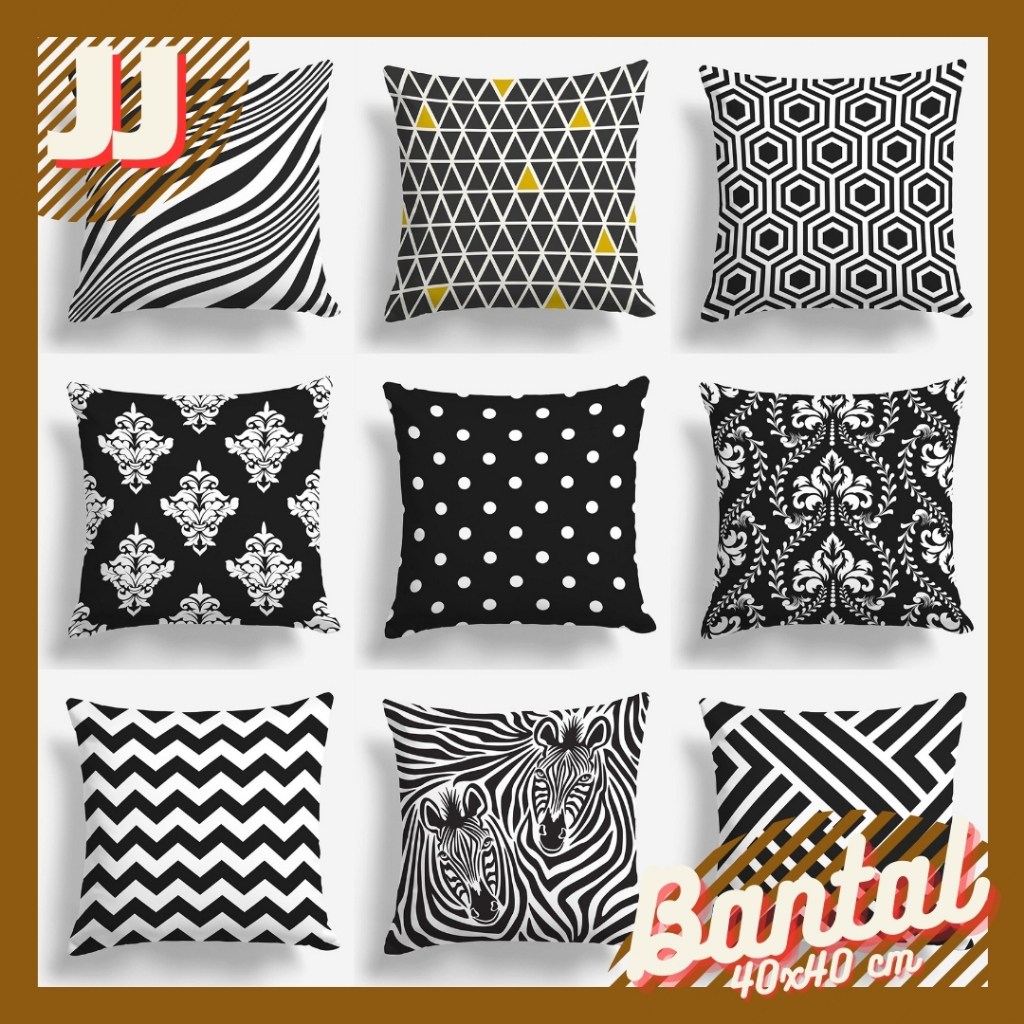 Jual BANTAL SOFA PRINT MOTIF ABSTRAK HITAM PUTIH MONOKROM BLACK WHITE ...