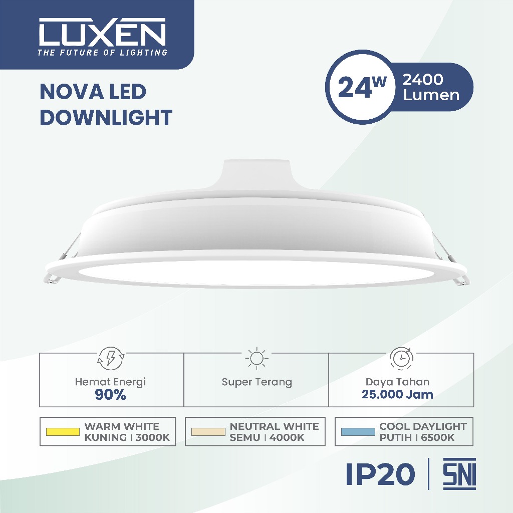 Jual Luxen Downlight LED Panel Nova 24 Watt Cahaya Putih, Kuning dan ...