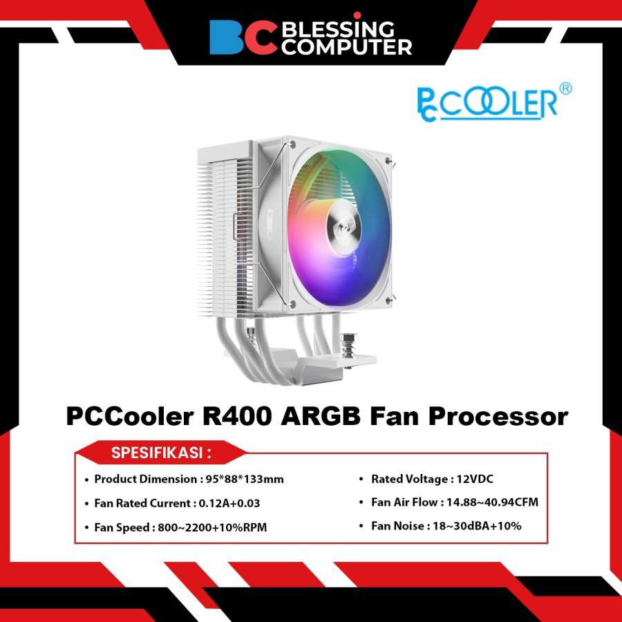 Jual PCCooler R400 ARGB Fan Processor - Putih | Shopee Indonesia