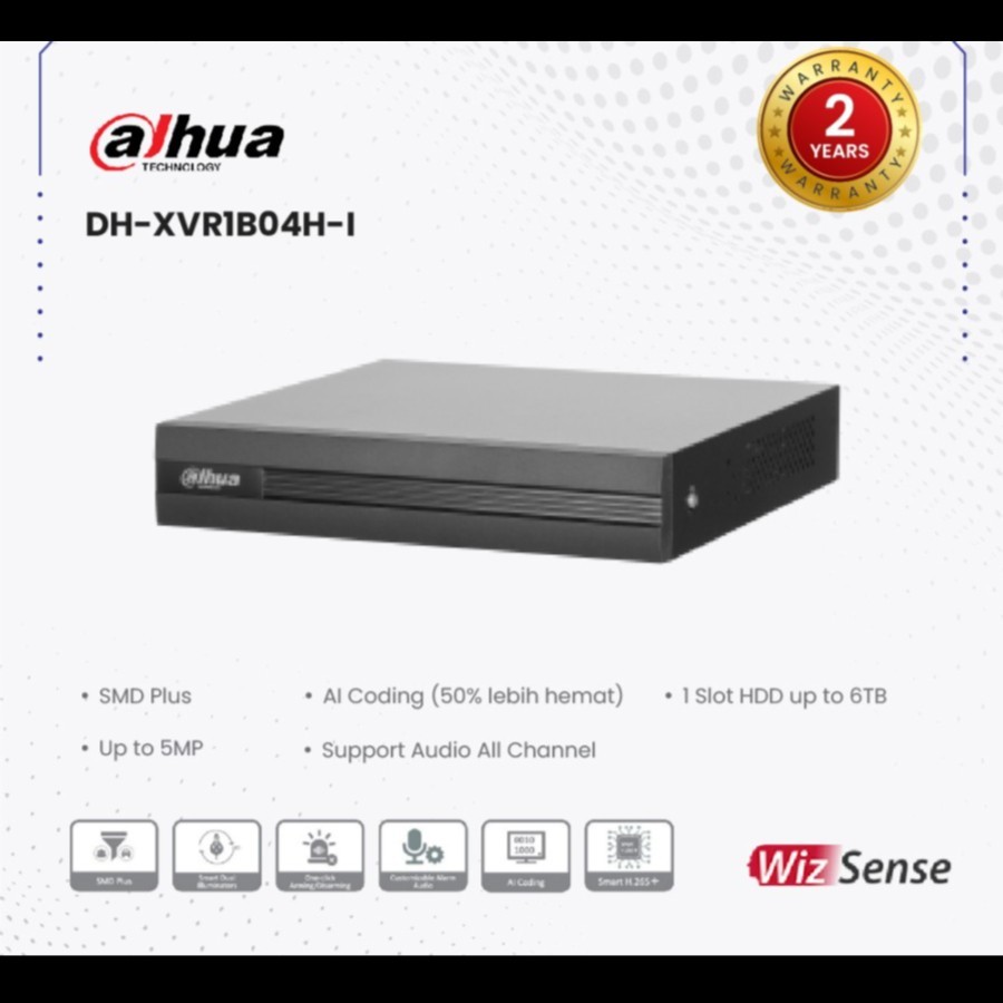 Jual DVR DAHUA 4CH 4 CHANNEL 5MP WizSense H.265 DH-XVR1B04H-I | Shopee Indonesia