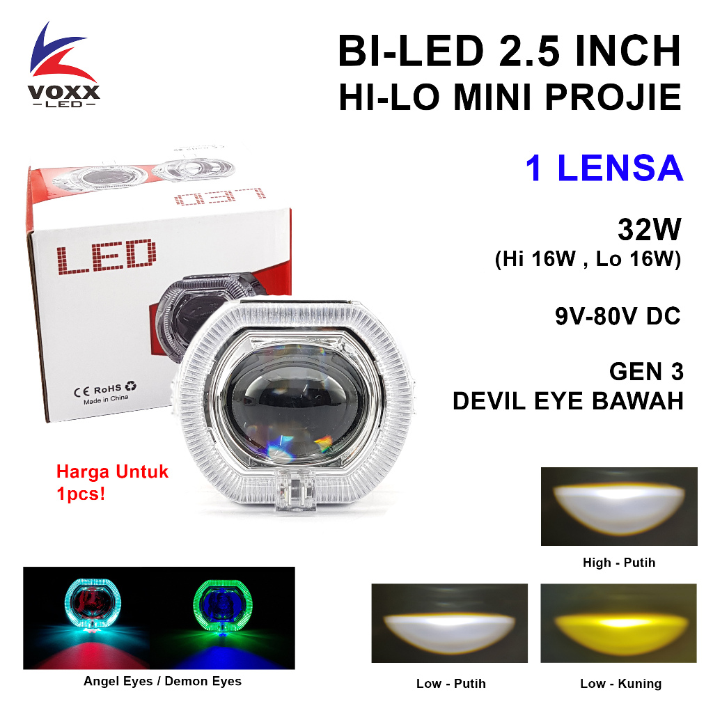 Jual VOXX LED Projie Bi LED Laser Cut OFF Hi-Lo Mini 2.5 Inch Gen 3 ...