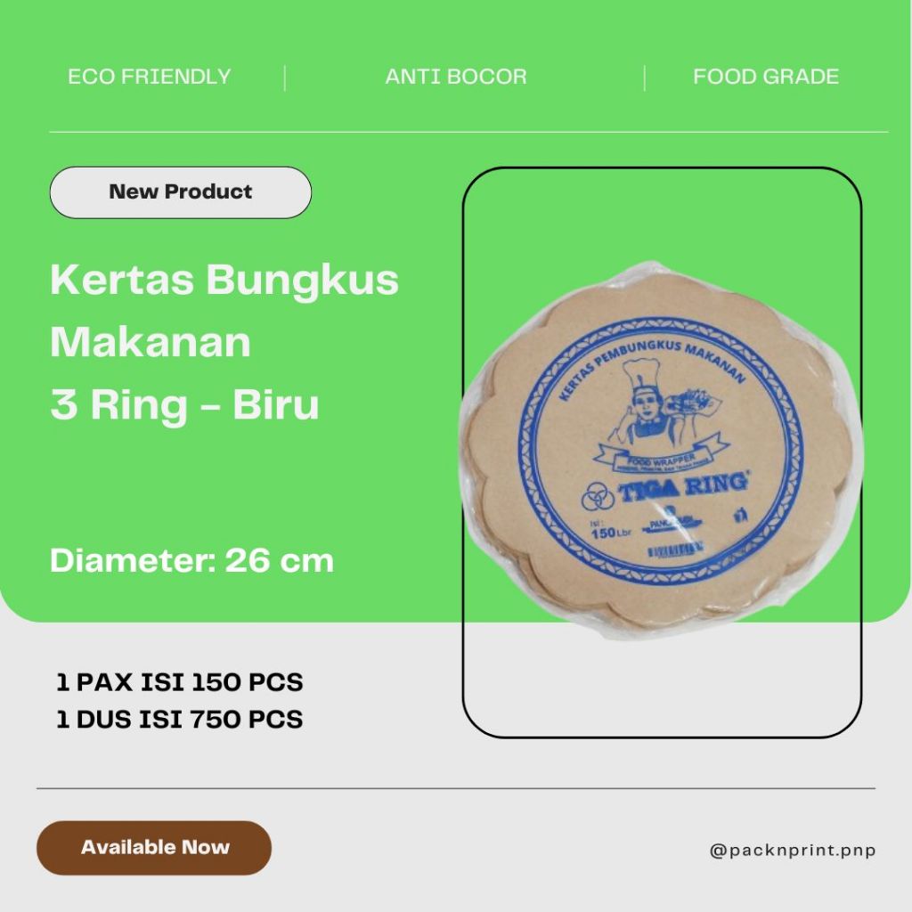 Jual Kertas Bungkus Nasi Bunga Tiga Ring Biru Isi 150 Lembar | Shopee ...