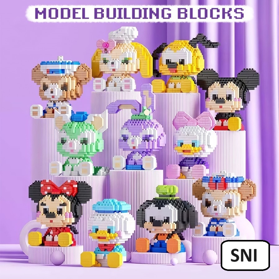 Jual Mainan Mini Bricks Besar 3D Karakter Kartun D1SN3Y Building Block ...