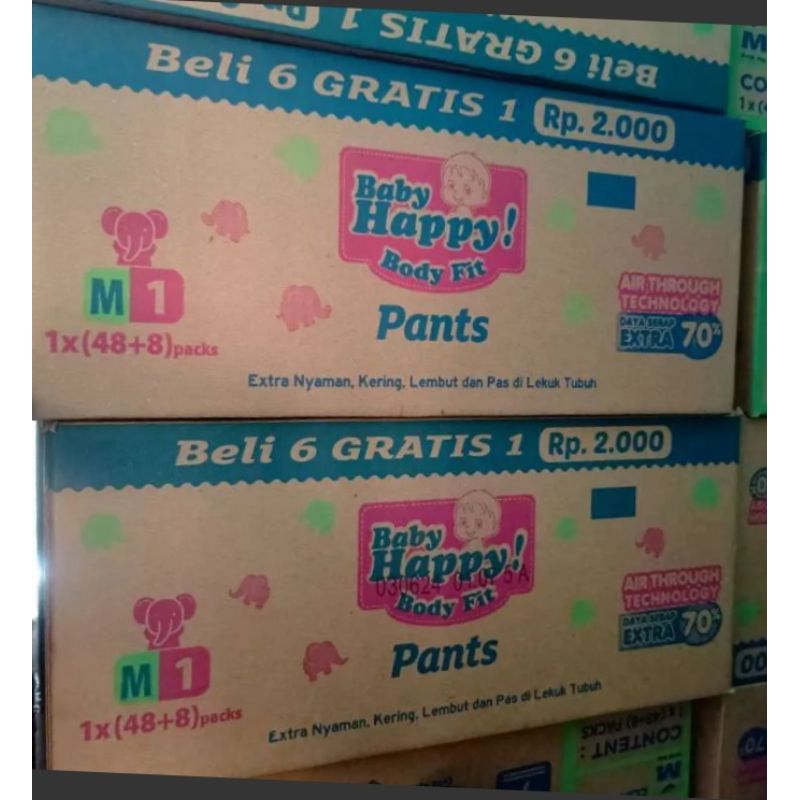 Jual Baby Happy Renceng M Kemasan Baru 1 Karton (isi 48 + 8 pcs ...