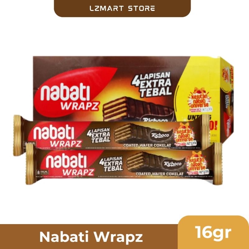 Jual Nabati Wrapz Coated Wafer Coklat Richoco ( 16gr ) 1 box isi 12pcs ...