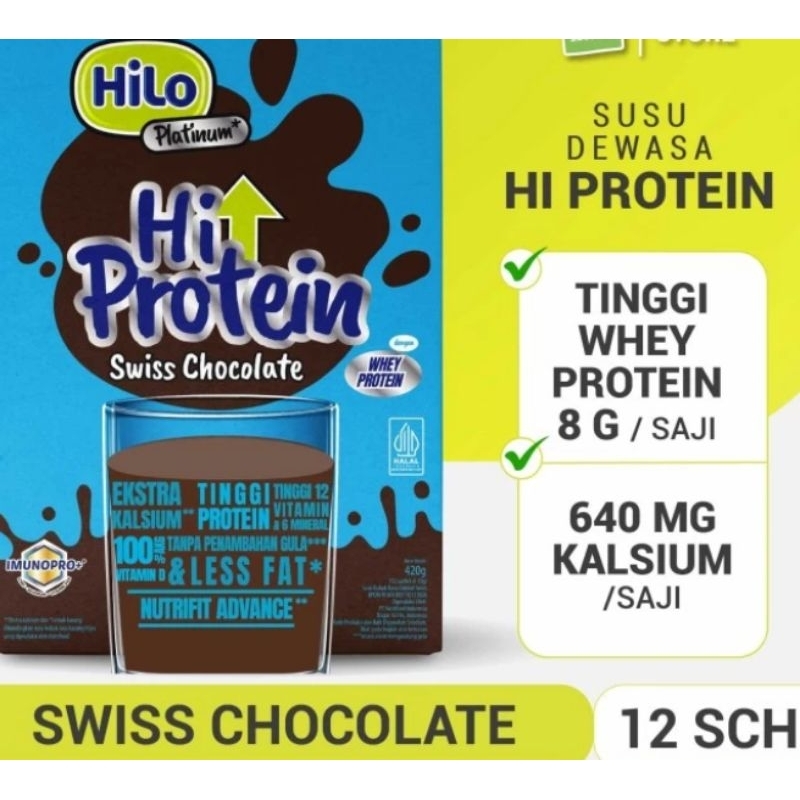 Jual Hilo platinum Hi-Protein Swiss Chocolate 420 gram cokelat | Shopee ...