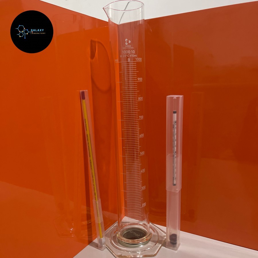 Jual Set Glass Thermometer Gelas Ukur 1 Lt Duran Hydrometer Solar ...