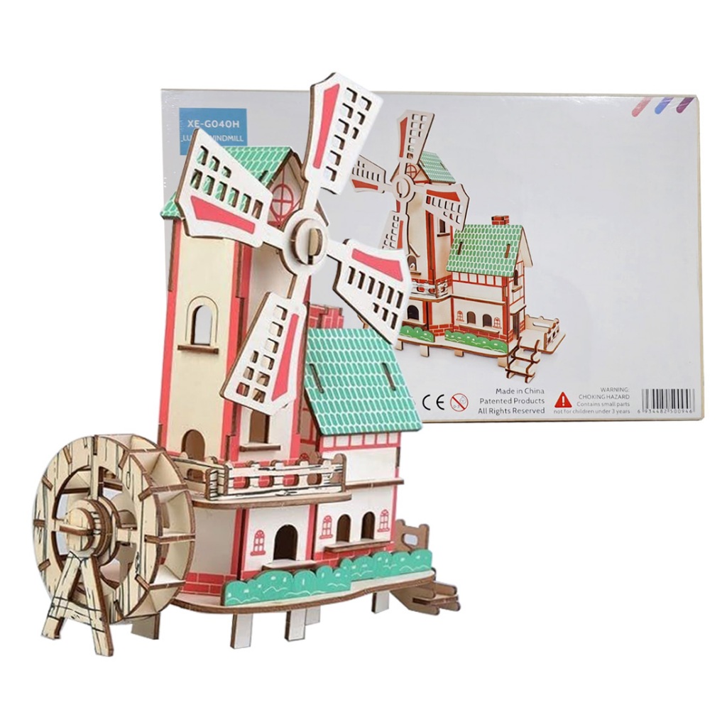 Jual Mainan DIY Anak Puzzle Wooden Kayu 3D LUCKY WINDMILL XE-G040H ...
